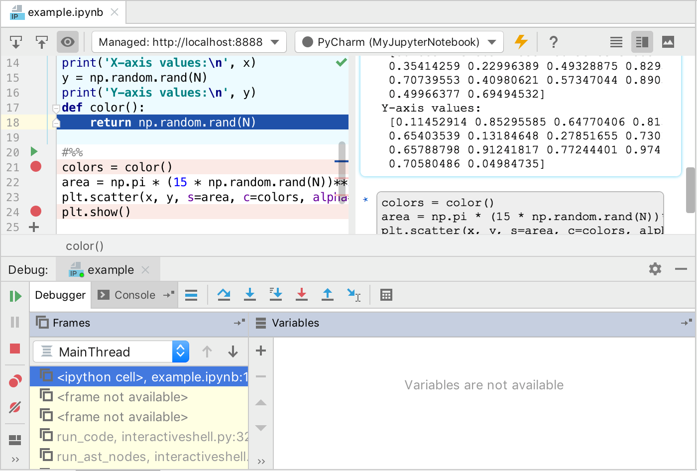 Jupyter Notebookセルの実行とデバッグ - ヘルプ | PyCharm